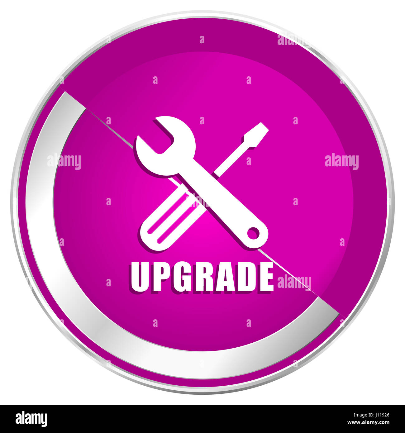 Upgrade web design violet silver metallic border internet icon Stock ...