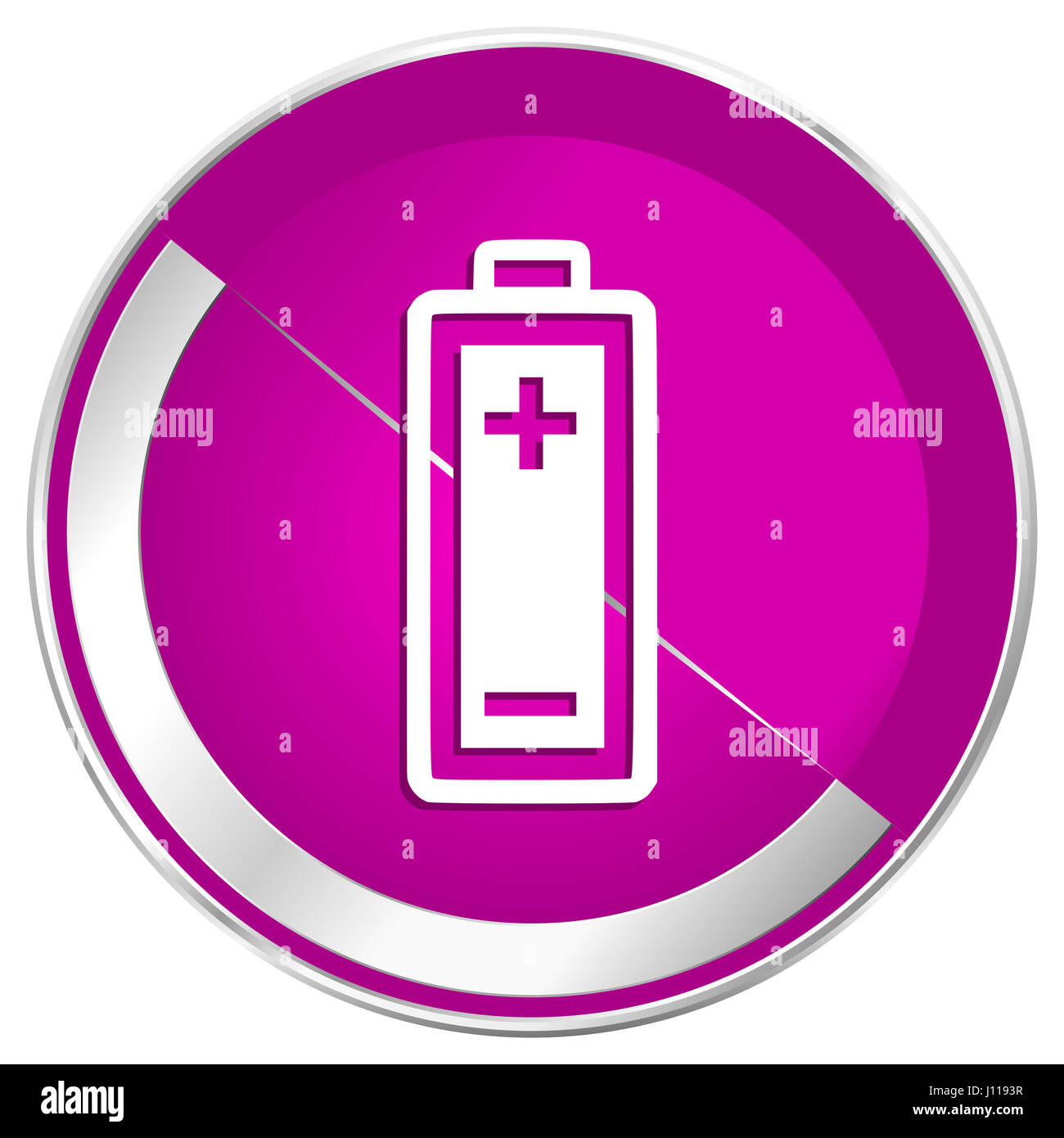 Battery web design violet silver metallic border internet icon Stock ...