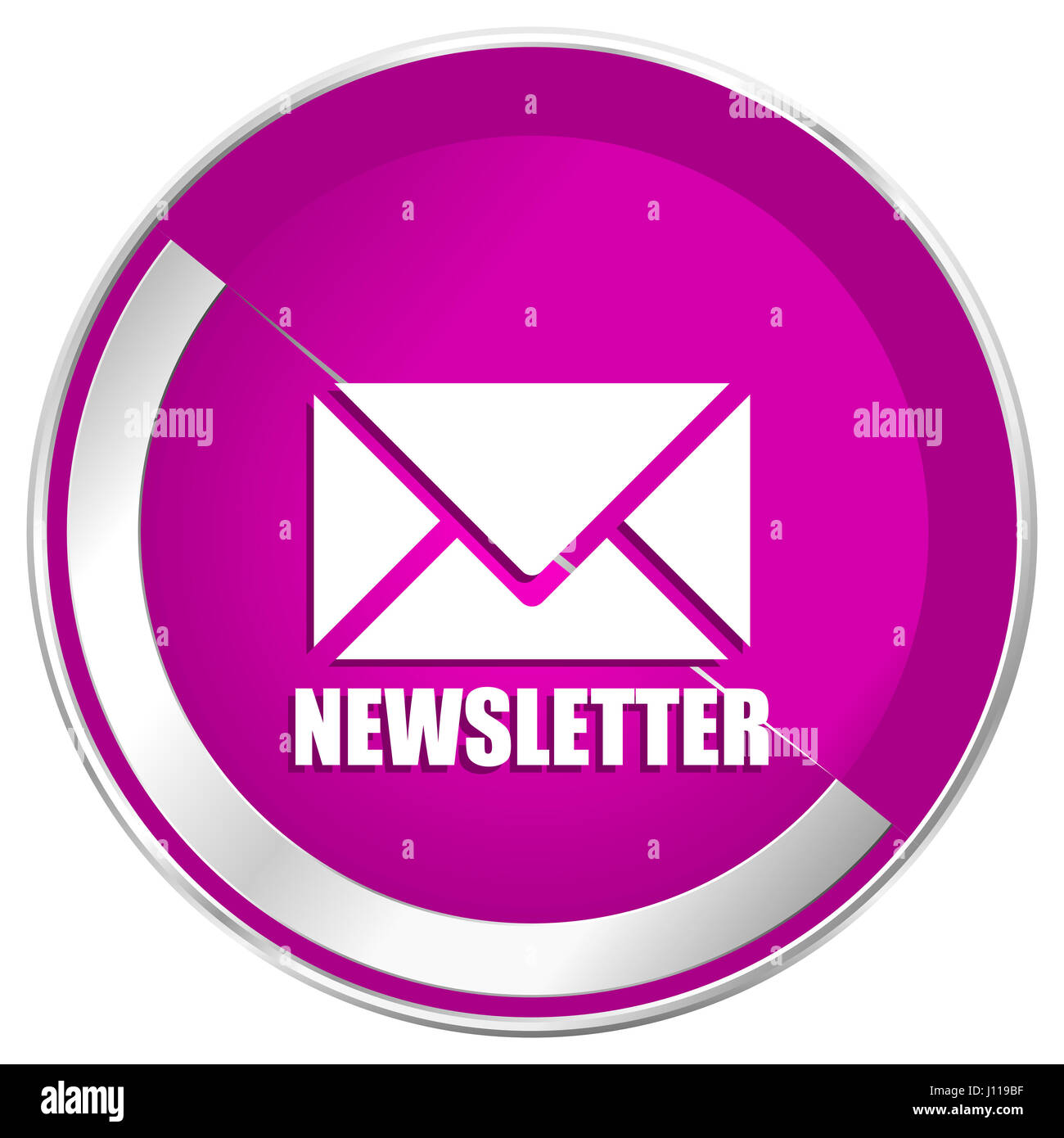 Newsletter web design violet silver metallic border internet icon Stock ...