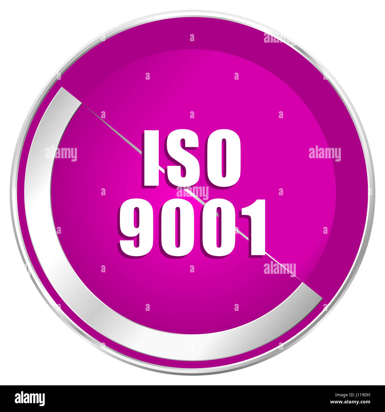Iso 9001 web design violet silver metallic border internet icon Stock ...