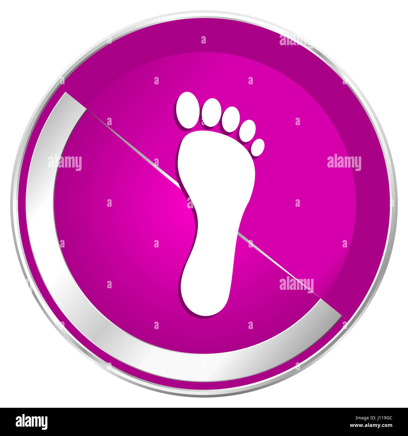 Foot web design violet silver metallic border internet icon Stock Photo ...