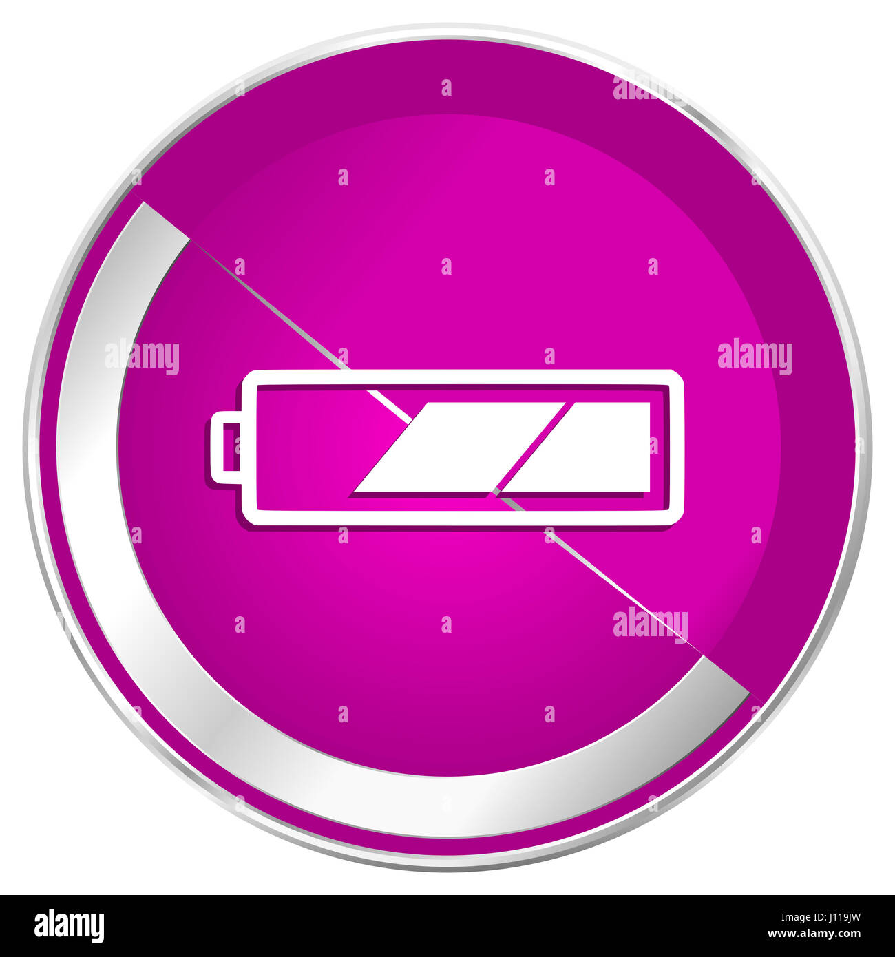 Battery web design violet silver metallic border internet icon Stock ...