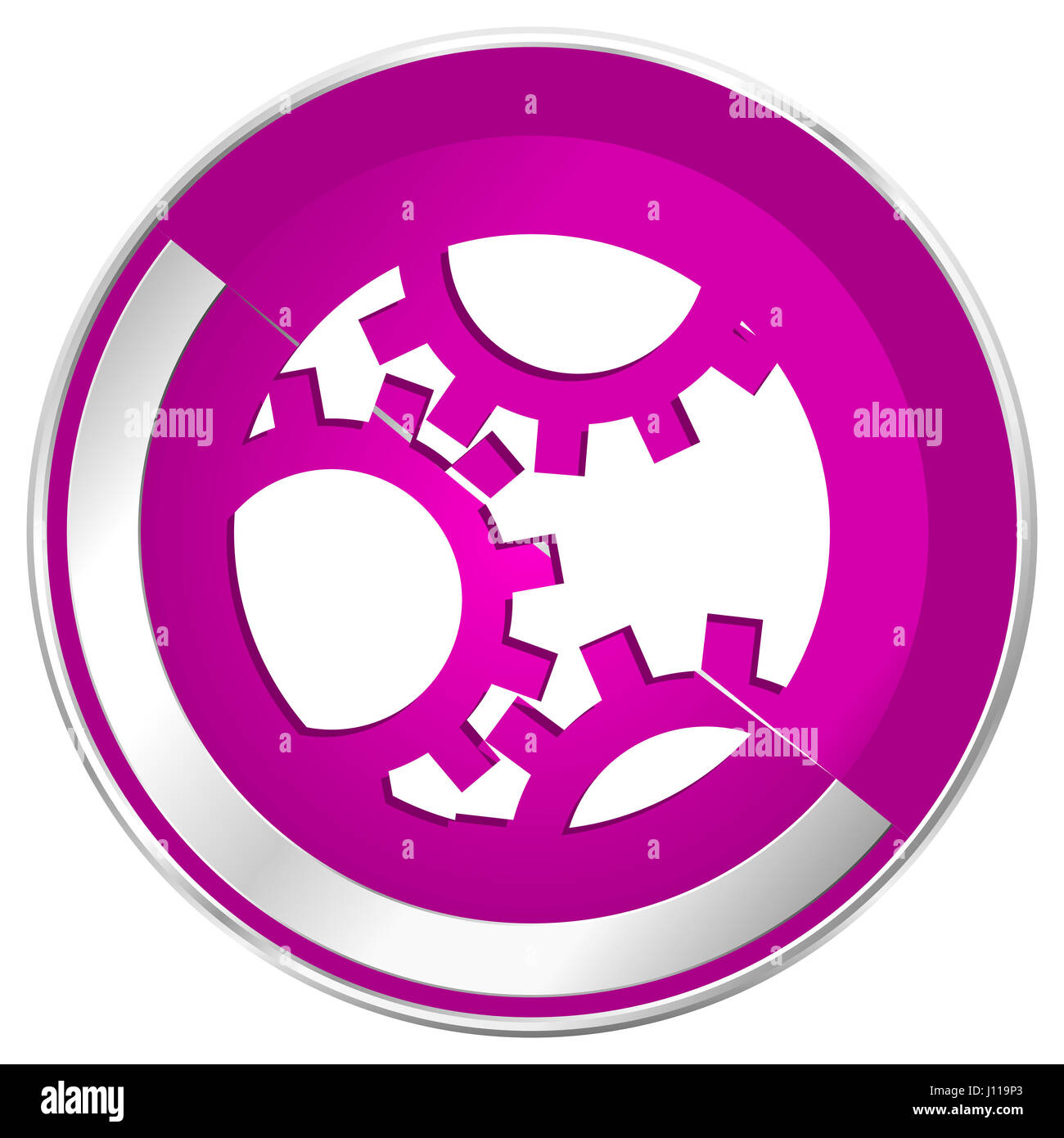 Gear web design violet silver metallic border internet icon Stock Photo ...