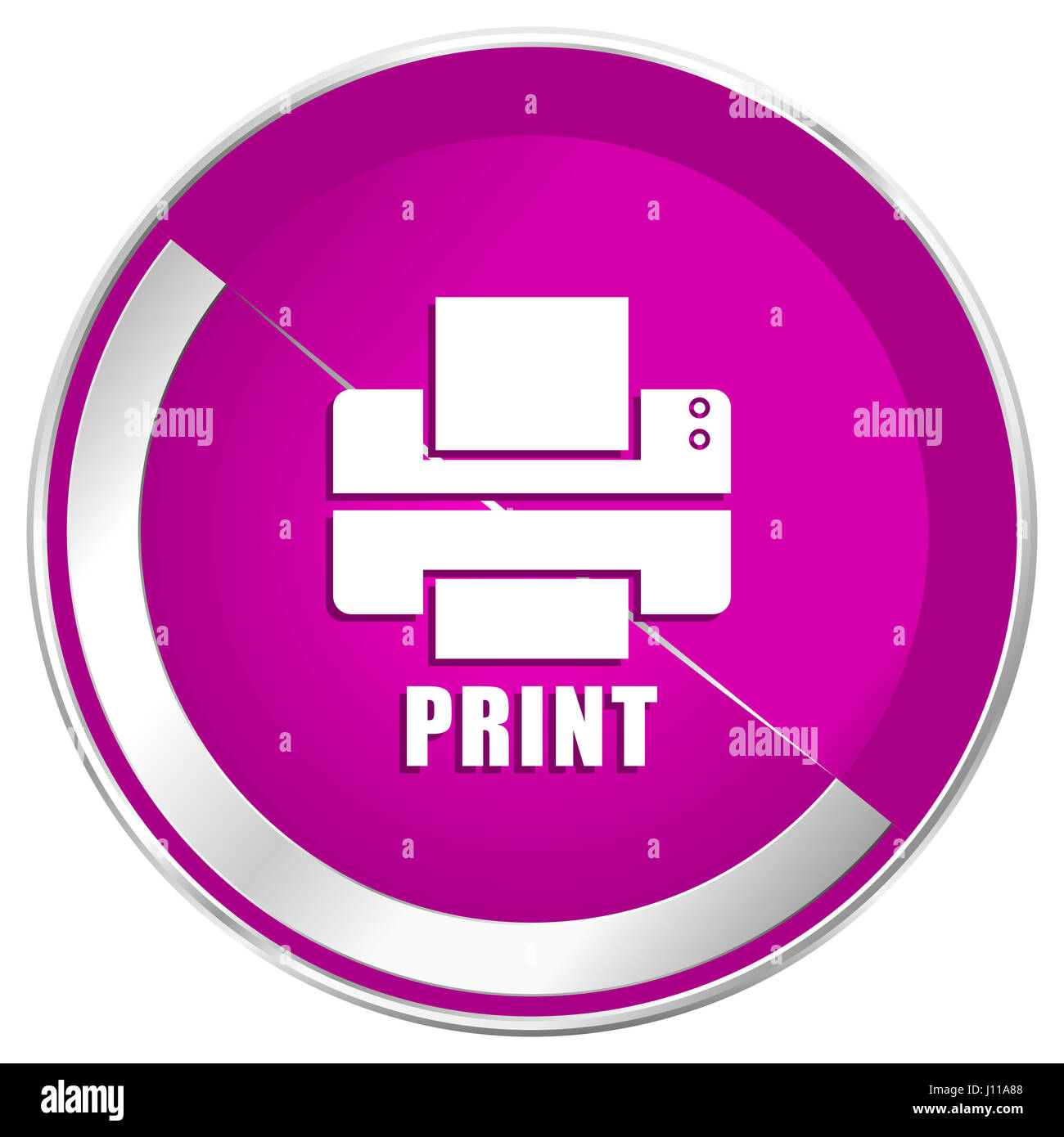 Printer web design violet silver metallic border internet icon Stock ...