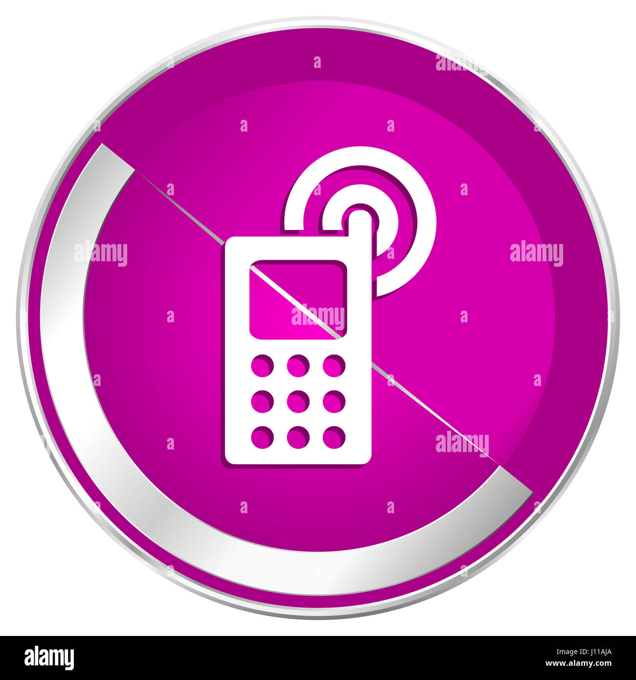 Phone web design violet silver metallic border internet icon Stock ...