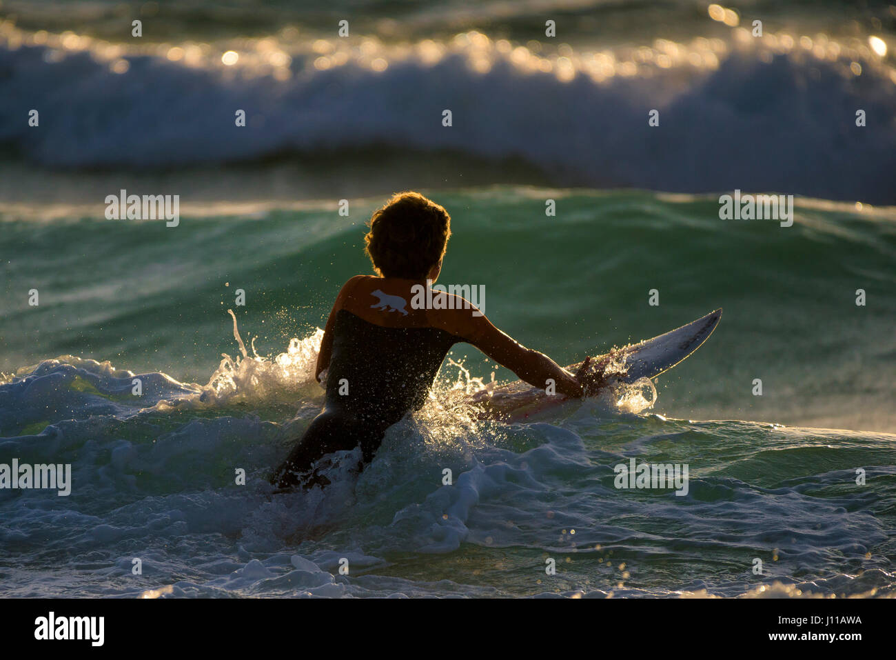 Paddling out into surf hi-res stock photography and images - Alamy
