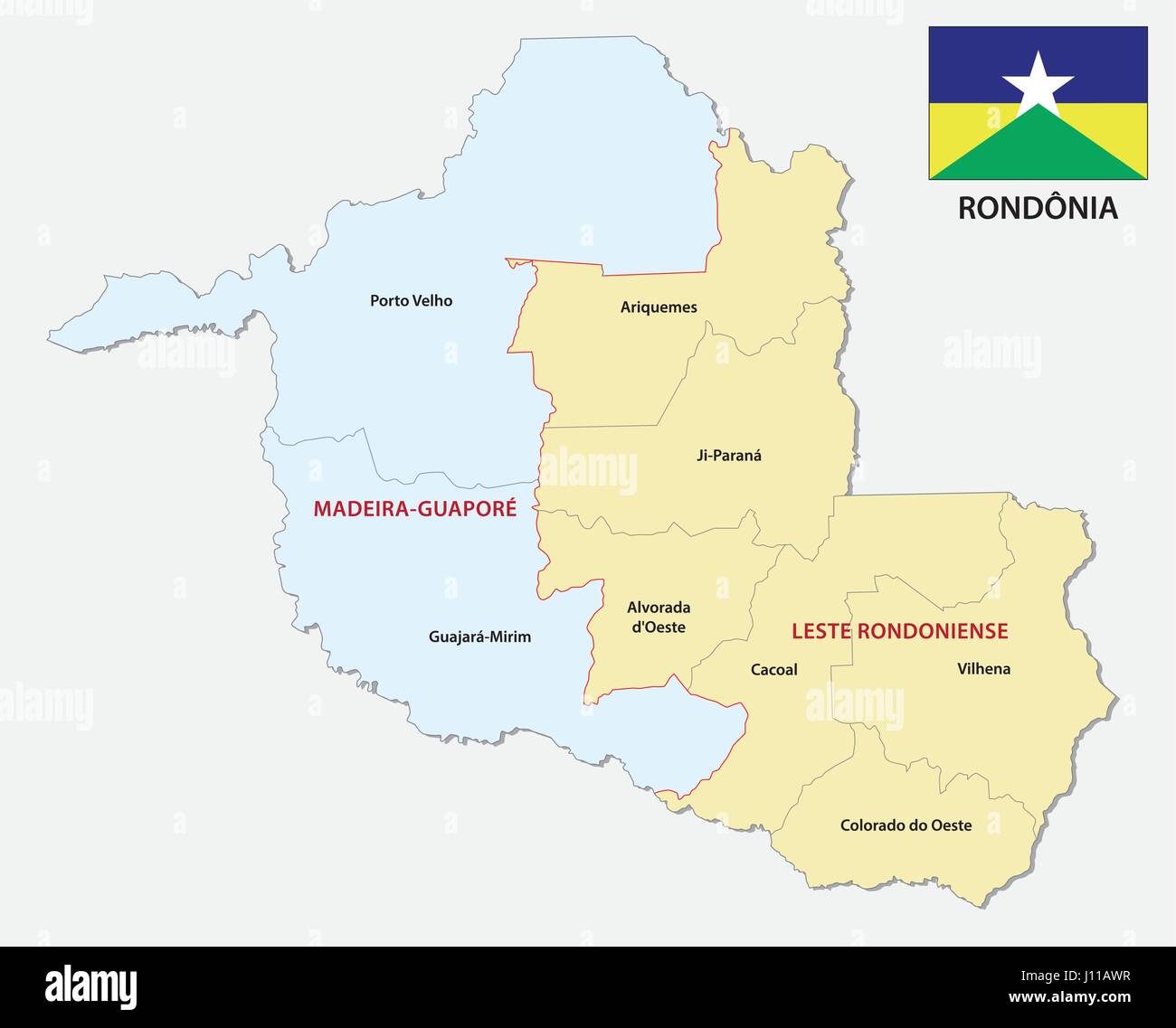 rondonia administrative and political map with flag Stock Vector Image & Art - Alamy
