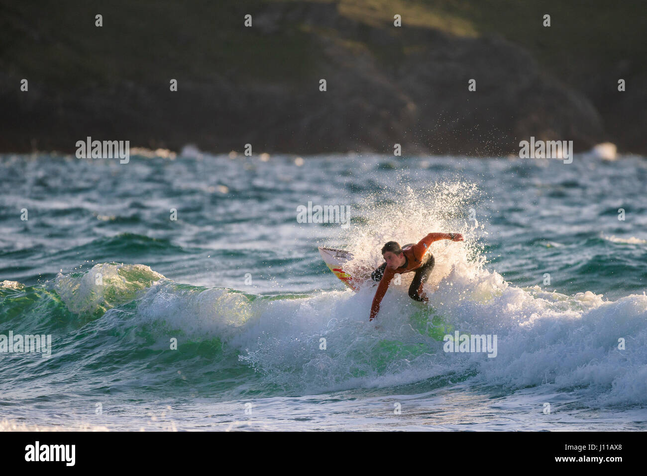 Surfing UK; Surfer; Fistral; Cornwall; Wave; Surf board; Sea; Spray ...
