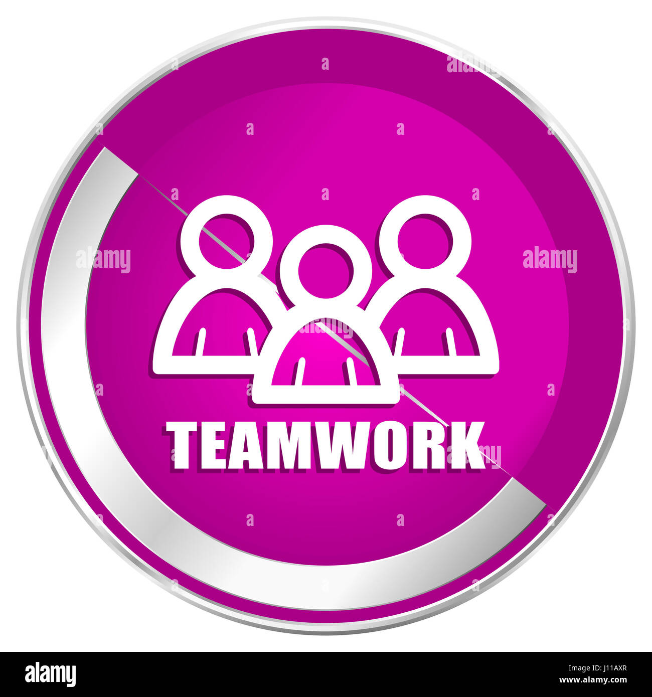 Teamwork web design violet silver metallic border internet icon Stock ...