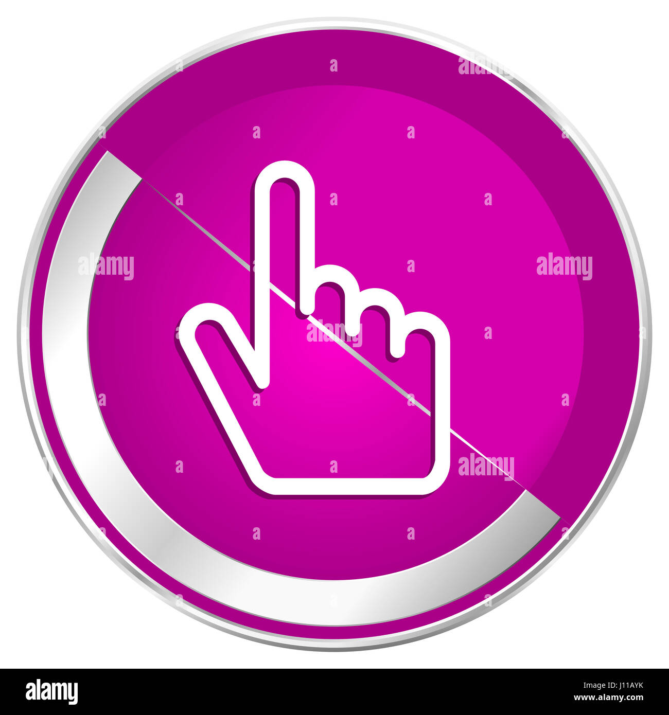 Cursor hand web design violet silver metallic border internet icon ...