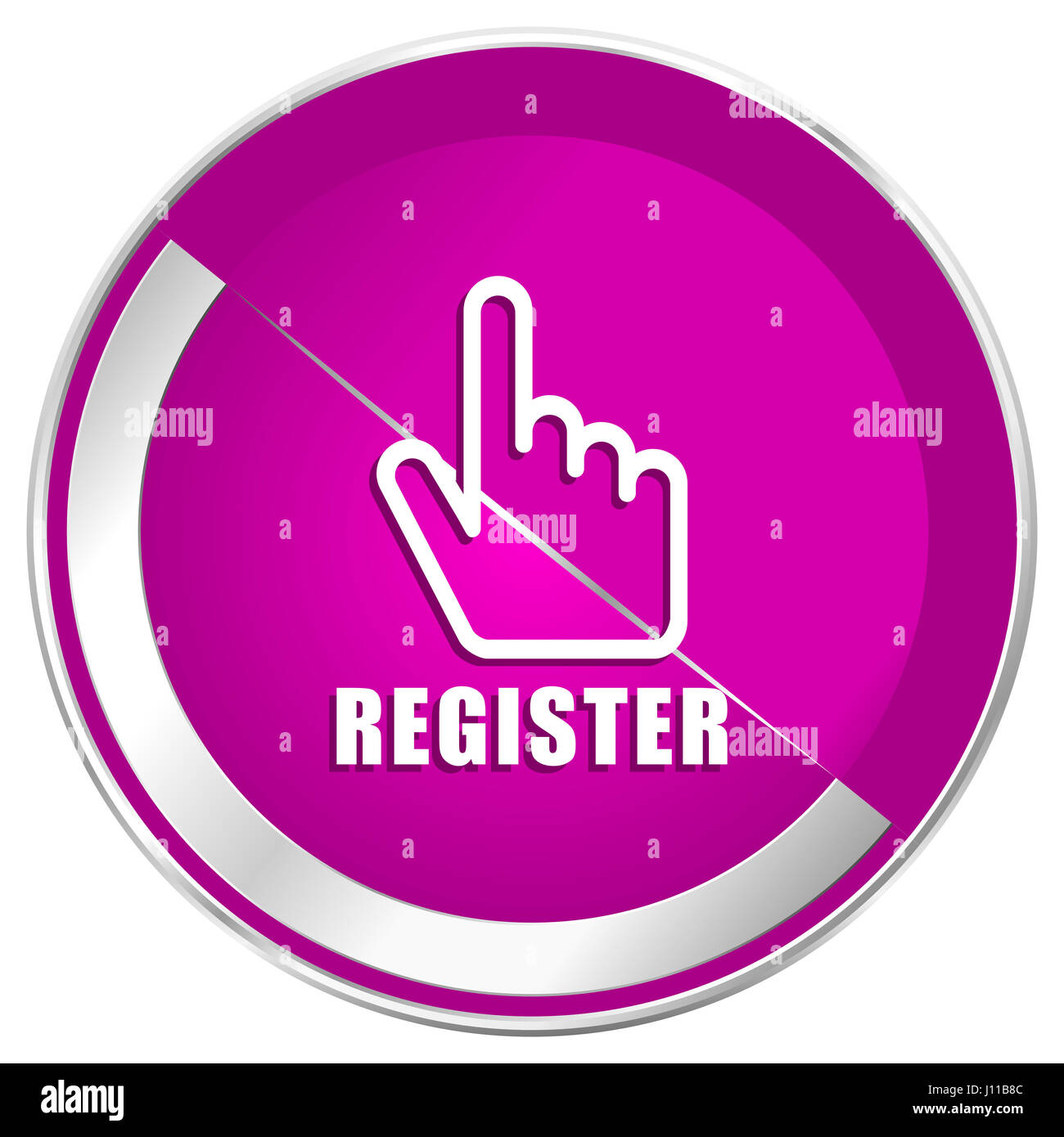 Register web design violet silver metallic border internet icon Stock ...