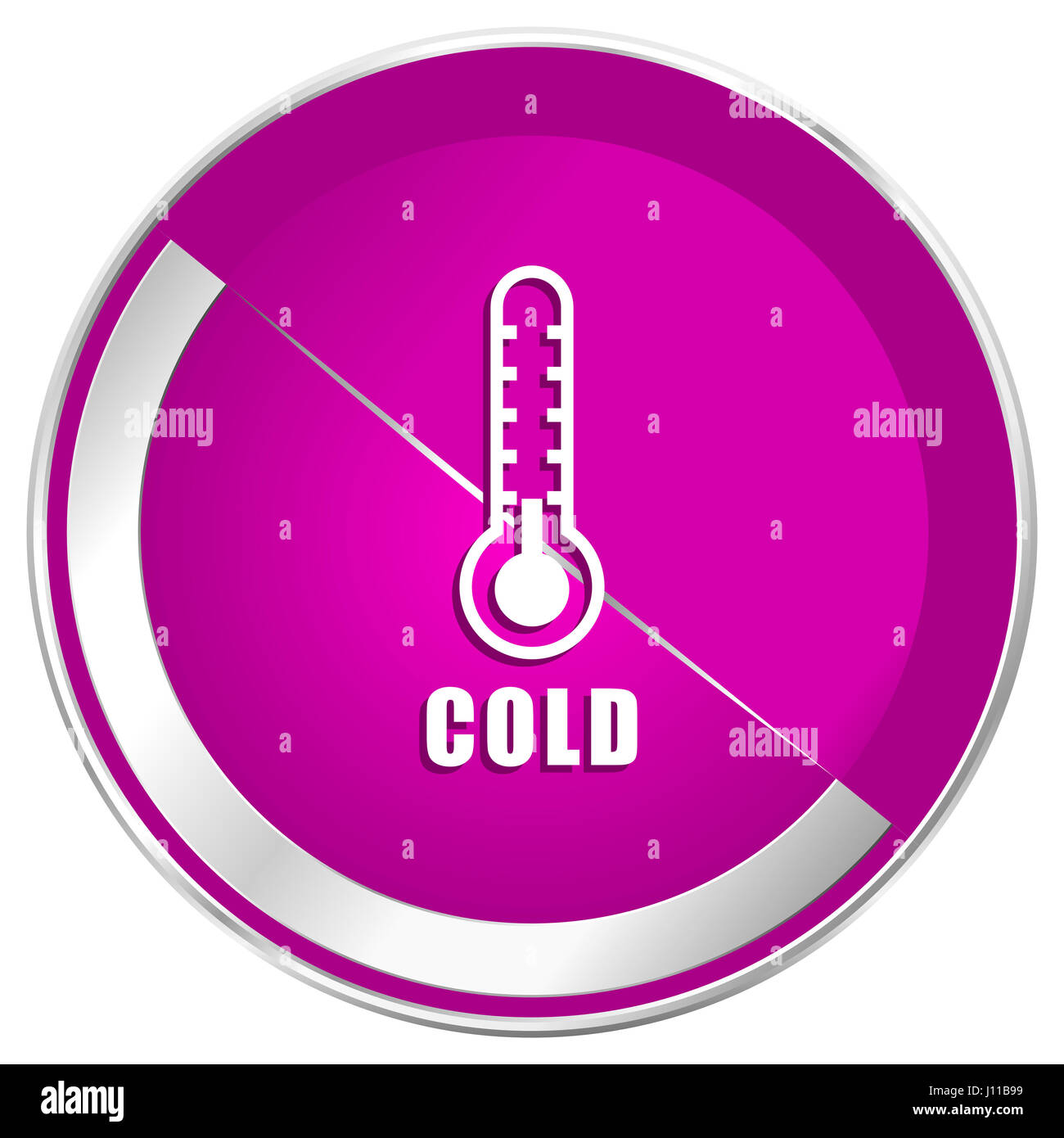 Cold thermometer web design violet silver metallic border internet icon ...