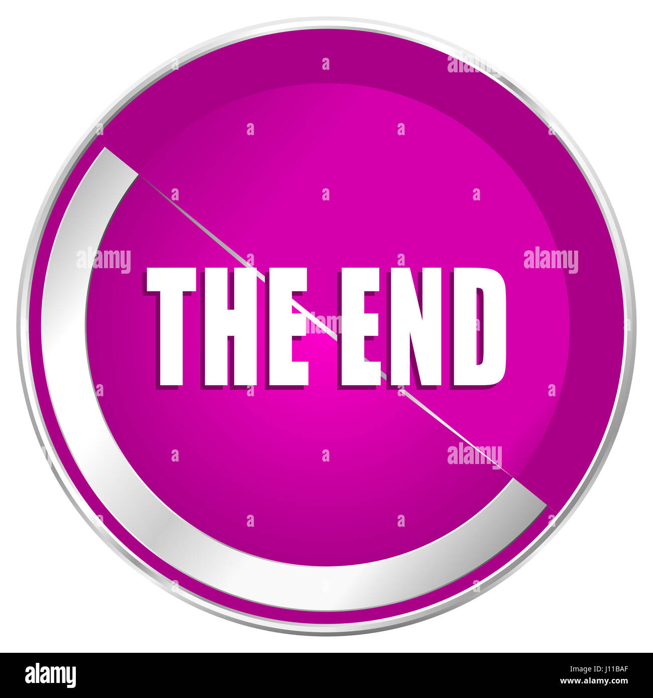 The end web design violet silver metallic border internet icon Stock ...
