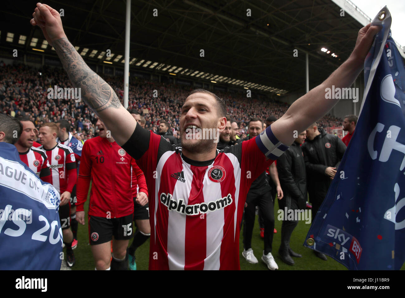 Sheffield uniteds billy sharp celebrates winning league hi-res stock ...
