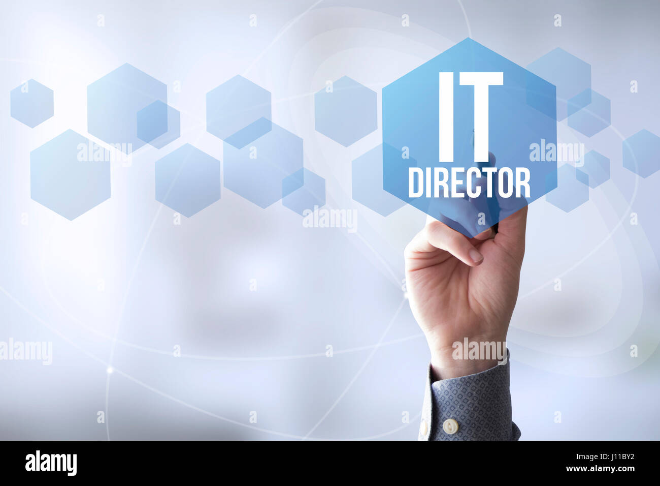 hand touching a touch screen interface with it director Stock Photo - Alamy