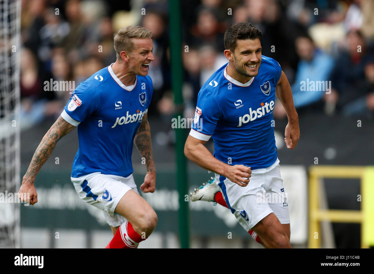 Portsmouth's Gareth Evans celebrates scoring their first goal from the ...