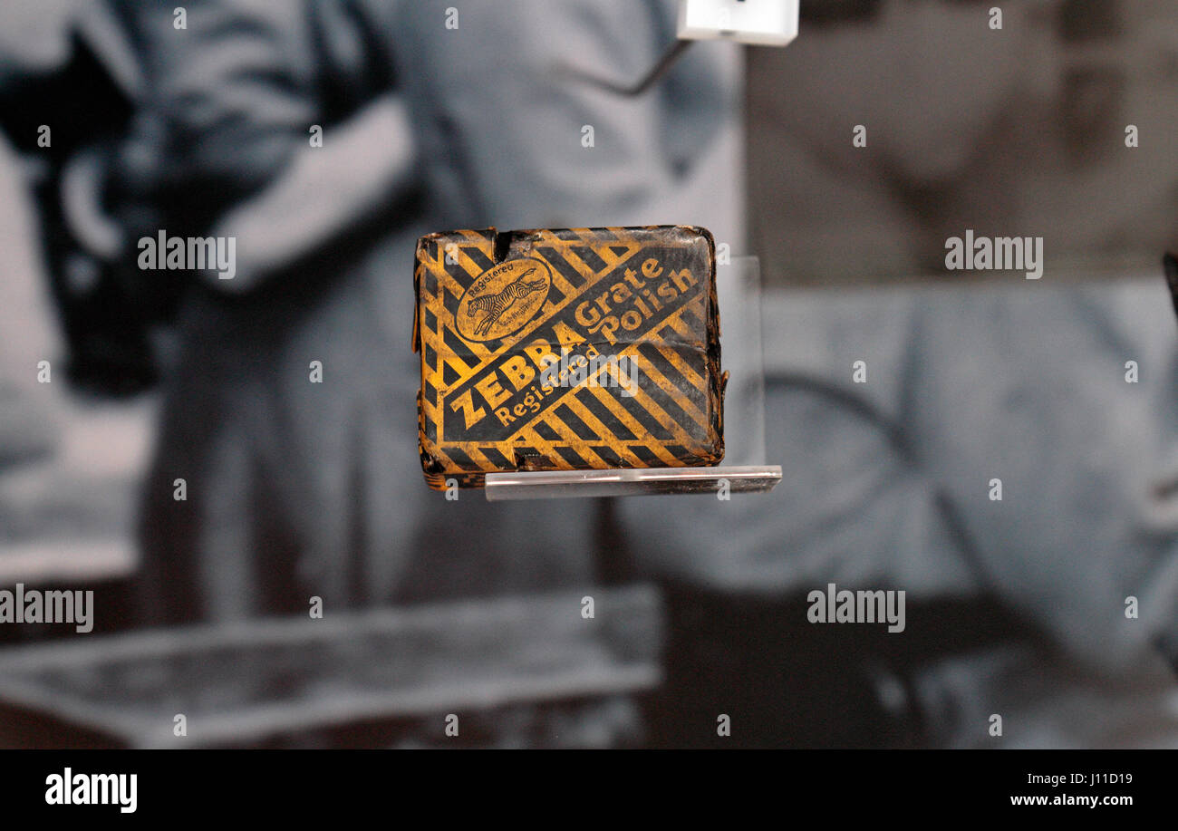 Zebra Grate Polish tin on display in the National Waterfront Museum ...