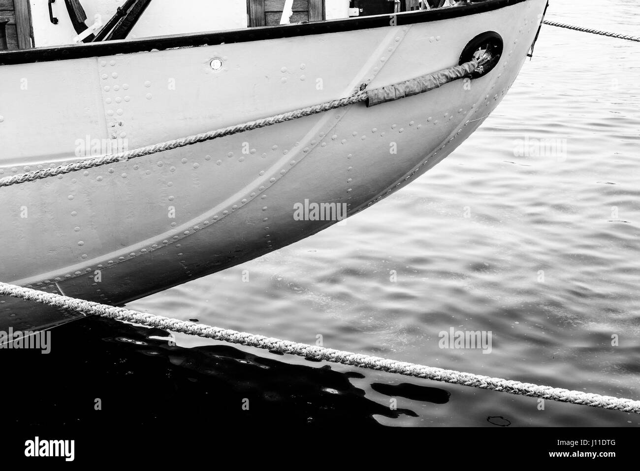 Image boat moored in Black and White Stock Photos & Images - Alamy