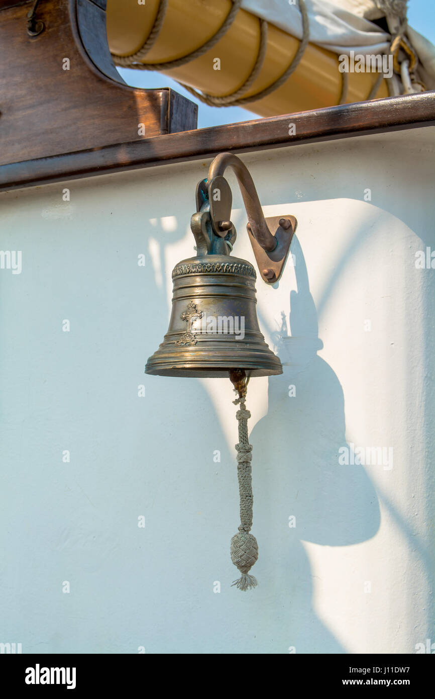 Close Up View of Ship Deck Bell Stock Photo - Alamy