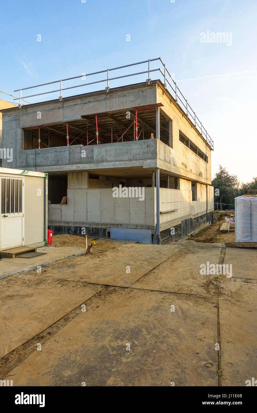 Modern villa being build. under construction building plot. Netherlands ...