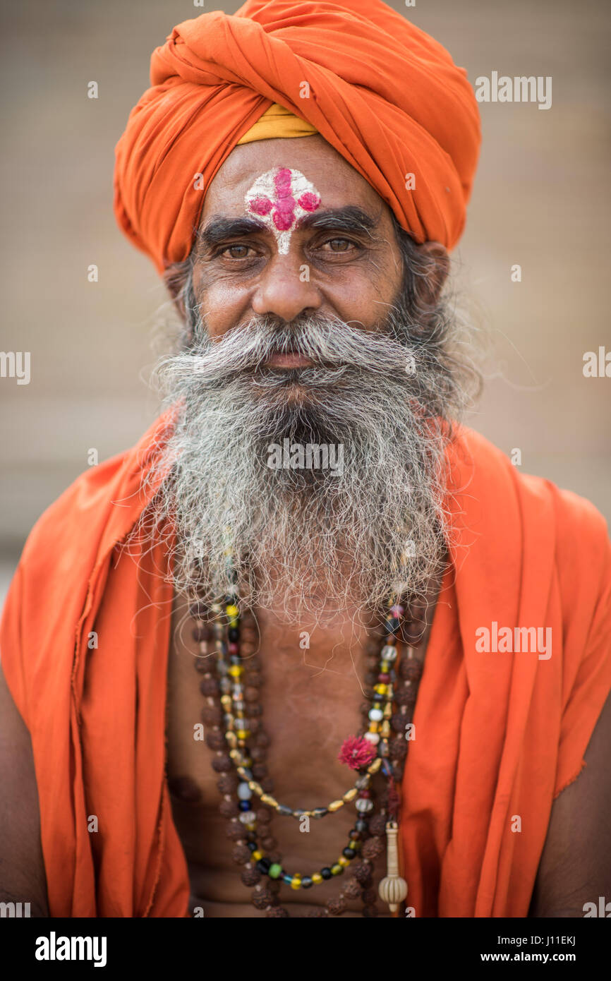 Indian Sadhu or holy man at Varanasi Stock Photo: 138331078 - Alamy