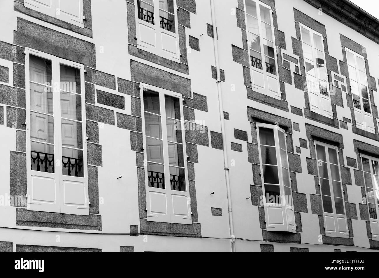 View building facade balconies Black and White Stock Photos & Images ...