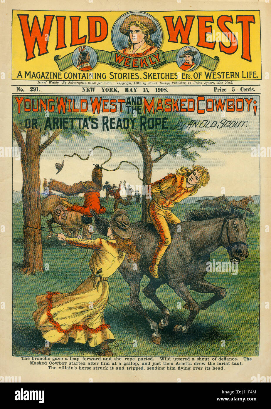 Cover of Wild West Weekly Magazine, No. 291, May 15, 1908 Stock Photo ...