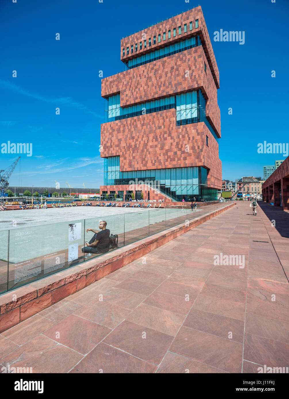 Full height view of the MAS - museum aan de stroom, Antwerp, Belgium ...