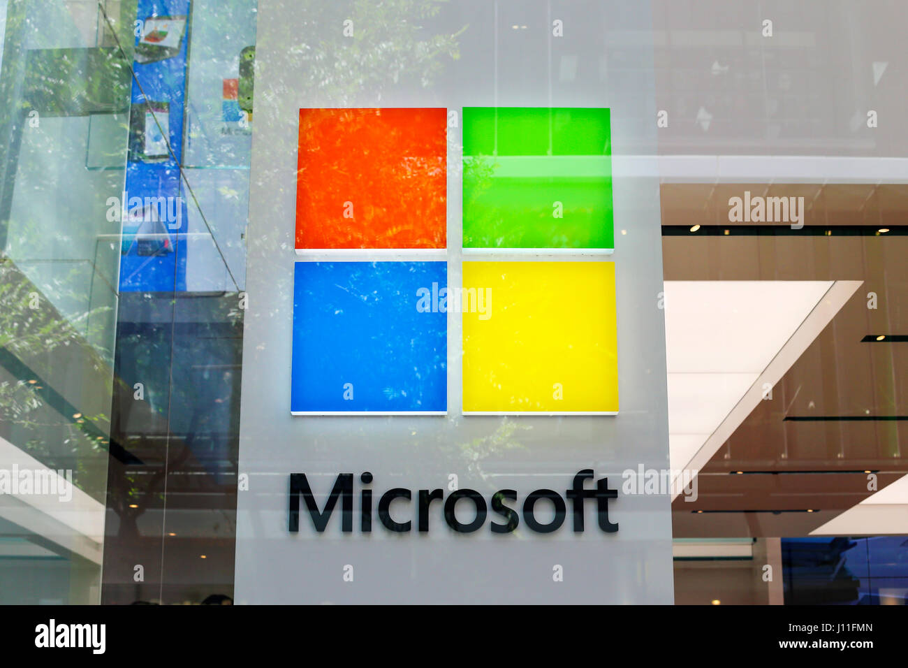 SYDNEY, AUSTRALIA - JANUARY 23, 2017: Detail of Microsoft store in ...
