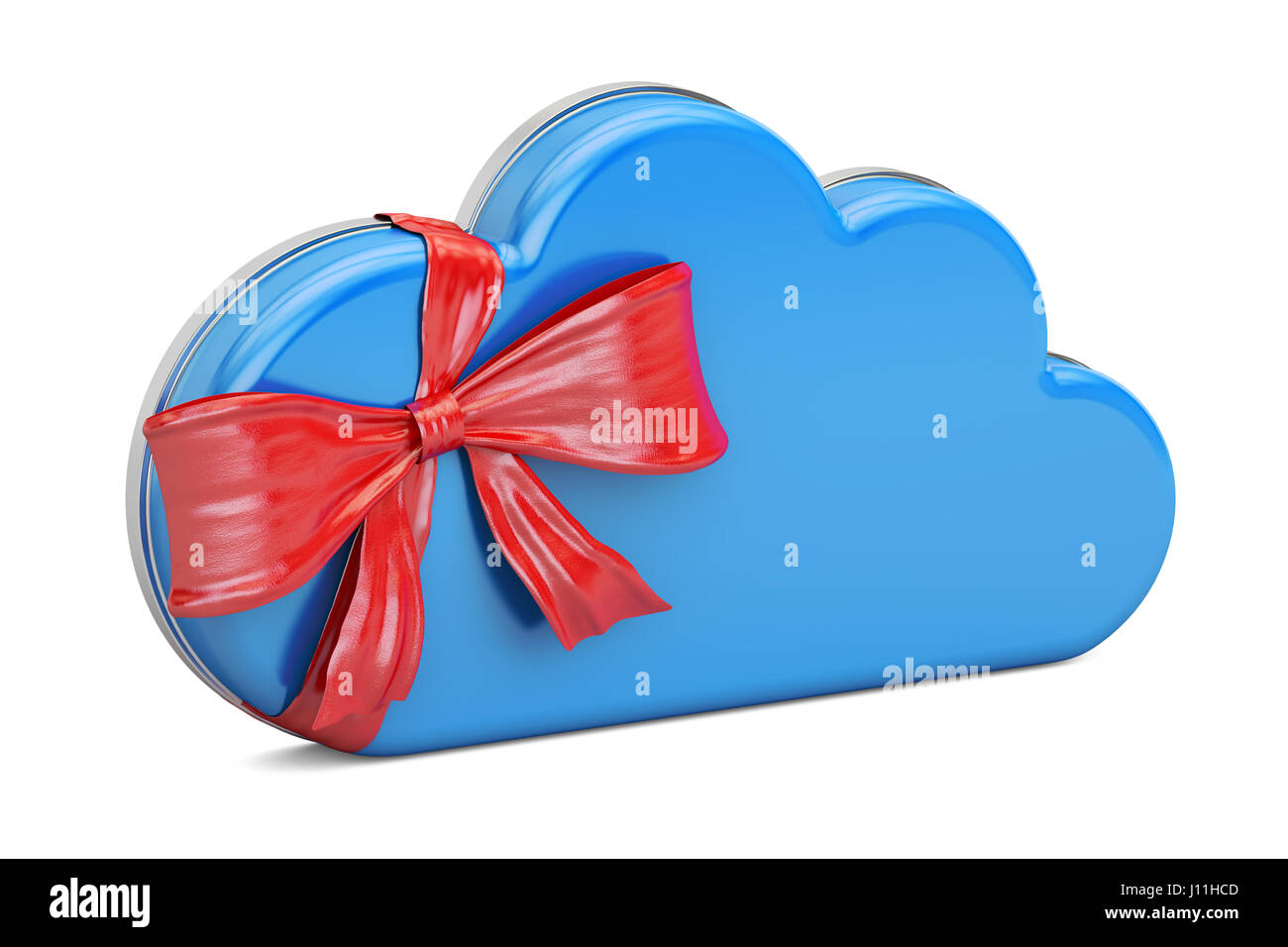 Cloud computing with bow and ribbon, gift concept. 3D rendering ...