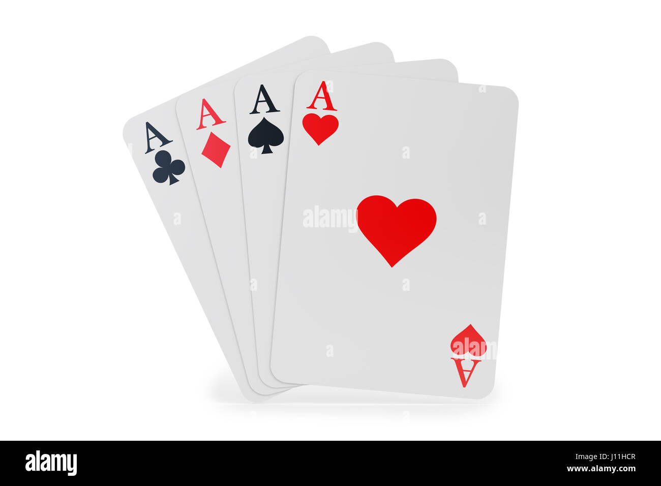 Four aces closeup, 3D rendering isolated on white background Stock ...