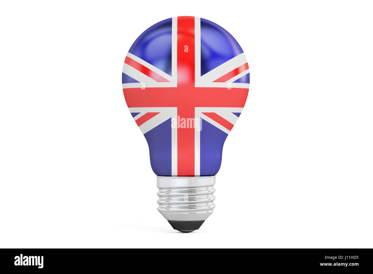 Light bulb with UK flag, 3D rendering isolated on white background ...