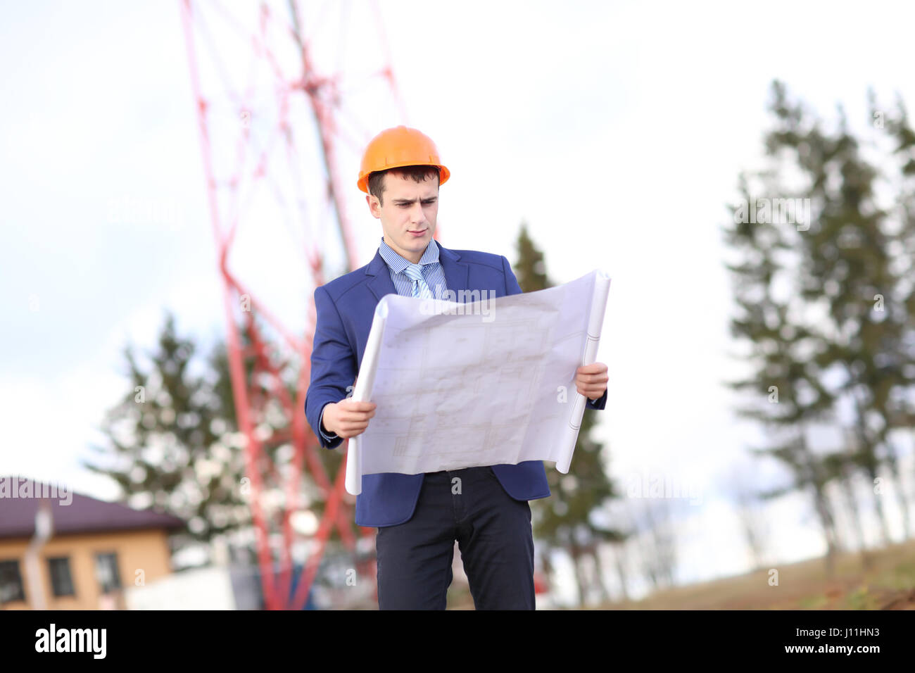 Architect Construction Site Planning Working Concept Stock Photo - Alamy