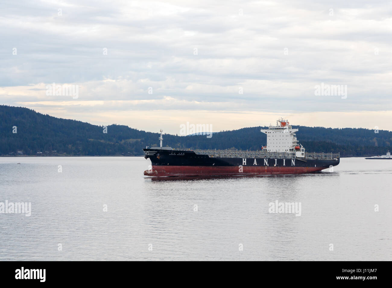 Victoria, Canada - Circa 2017: Cargo ship traversing British Col Stock ...