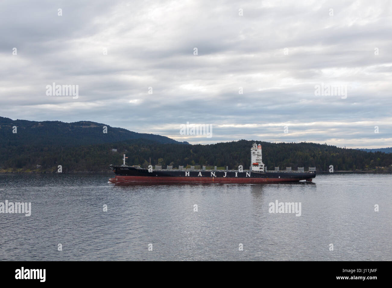 Victoria, Canada - Circa 2017: Cargo ship traversing British Col Stock ...