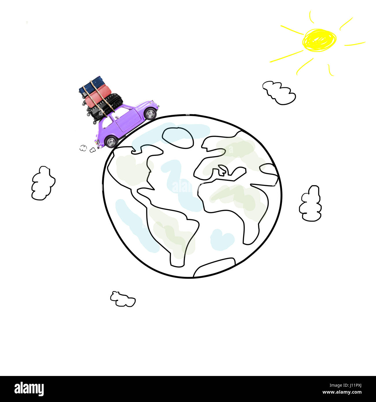 Red car suitcase travel Cut Out Stock Images & Pictures - Alamy