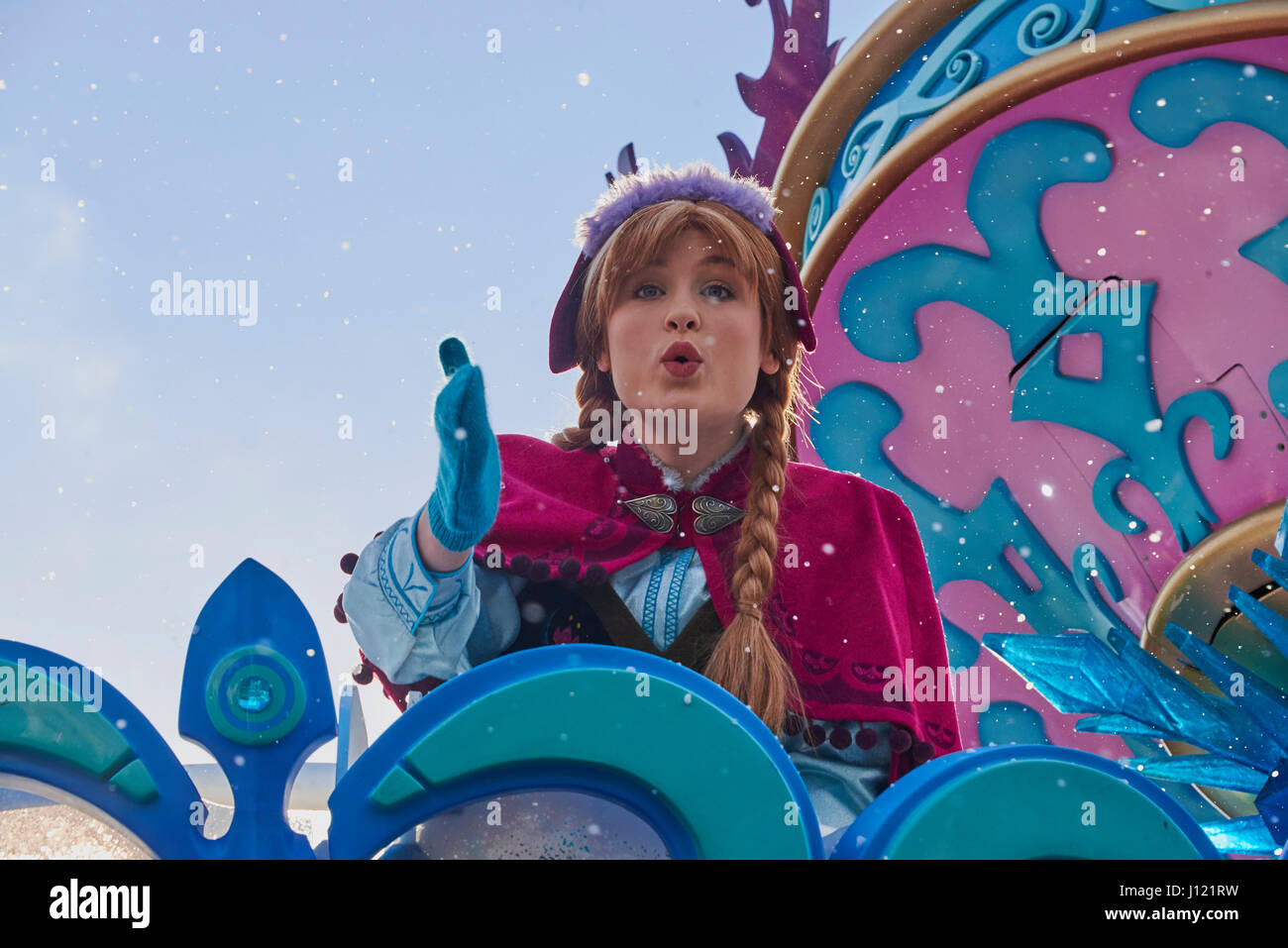 Princess Anna of Arendelle on a parade float at the 25th Anniversary of ...