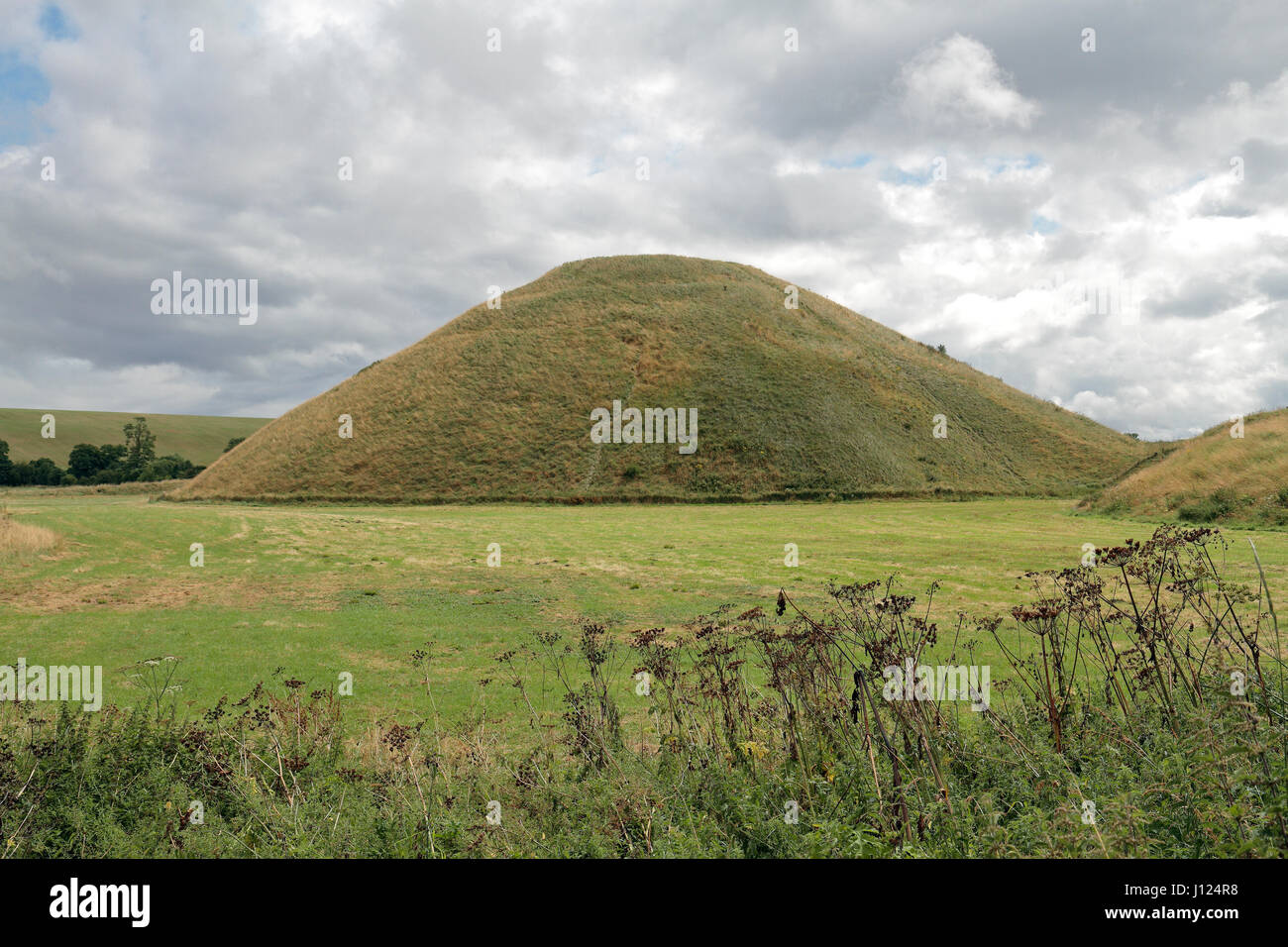 Silbury Hill, a prehistoric artificial chalk mound near Avebury ...