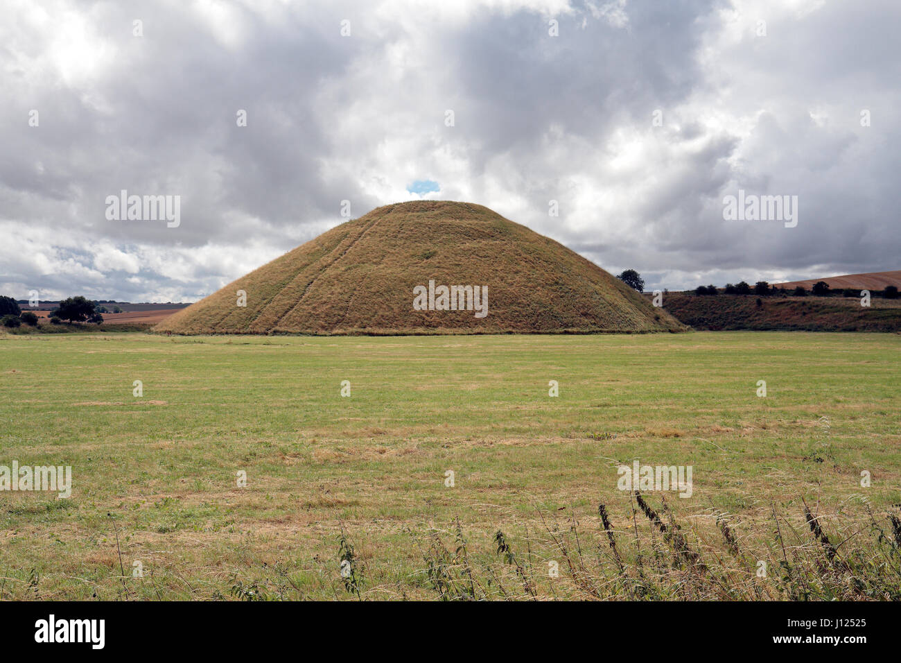Silbury Hill, a prehistoric artificial chalk mound near Avebury ...