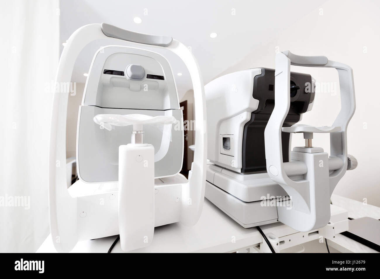 Modern eye testing device standing in the lab. Tonometer in ...