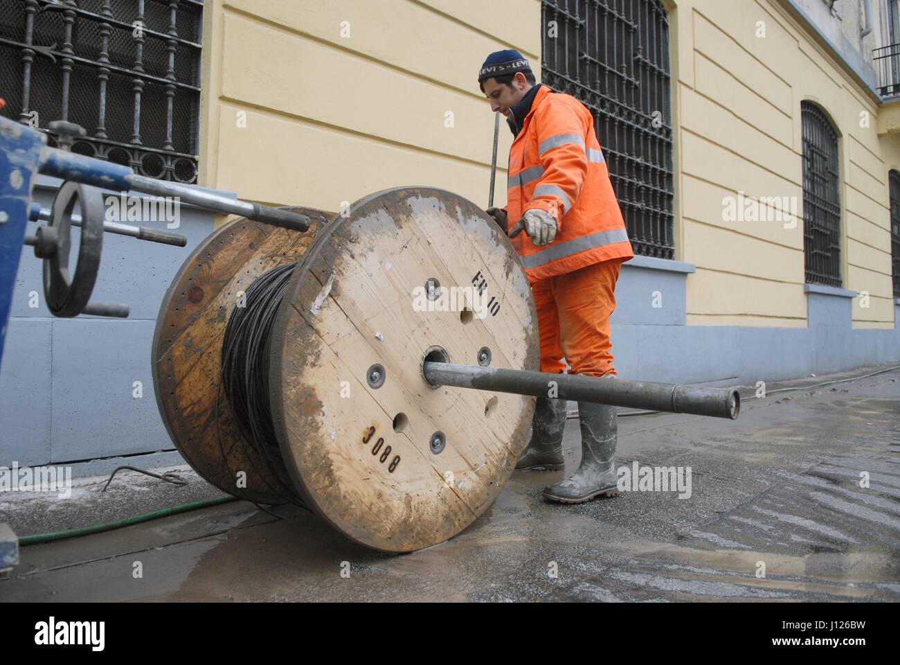 Milan (Italy), street yard for optical fiber wiring Stock Photo - Alamy