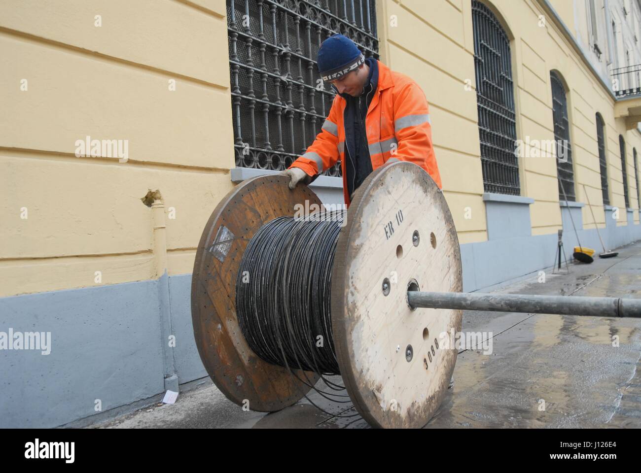 Milan (Italy), street yard for optical fiber wiring Stock Photo - Alamy