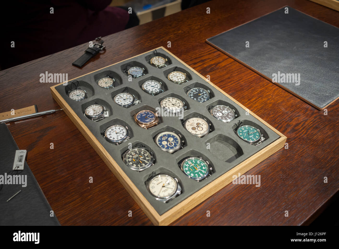 A display of watches the new Shinola Detroit store in the Dumbo ...