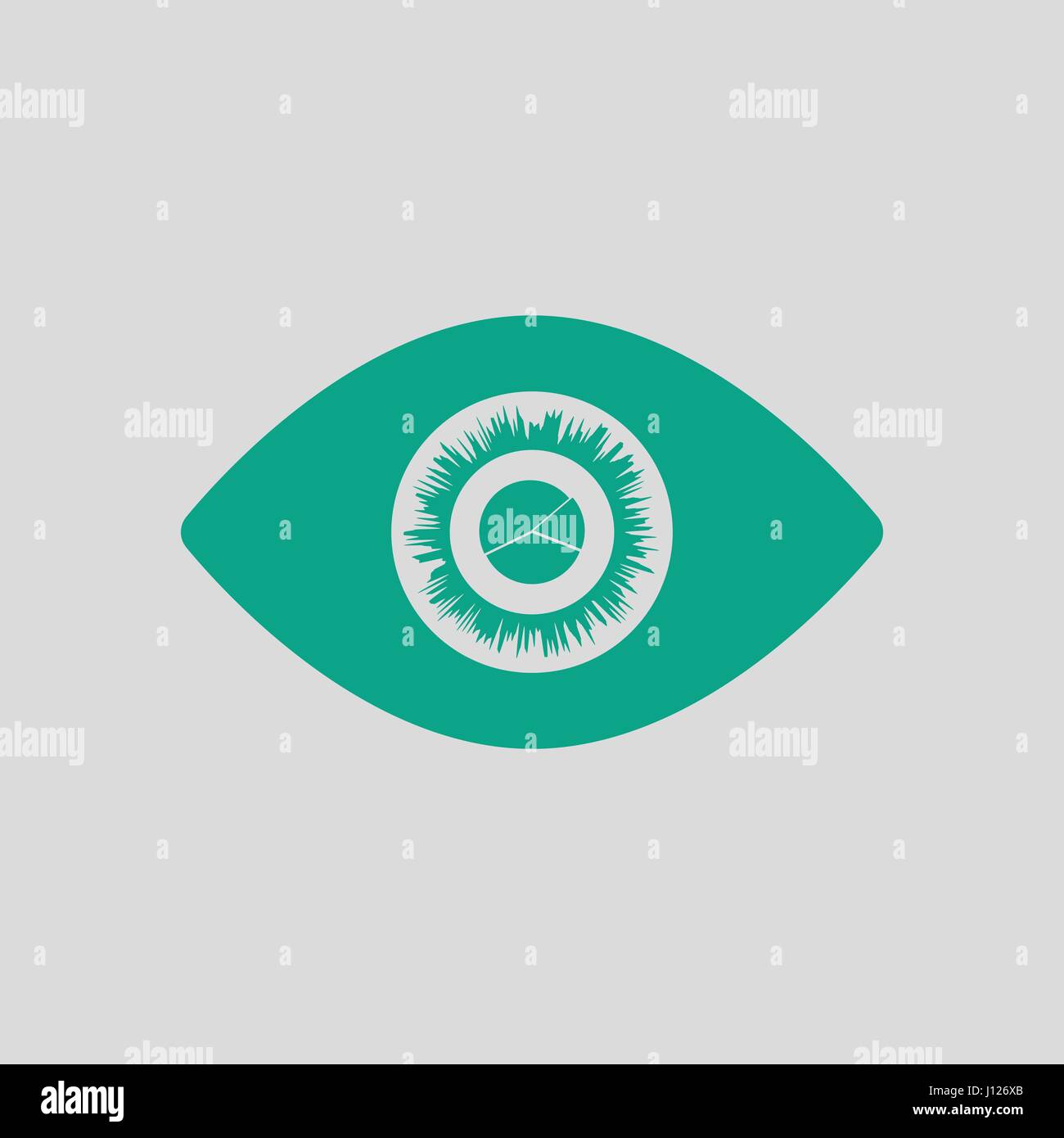 Eye with market chart inside pupil icon. Gray background with green ...