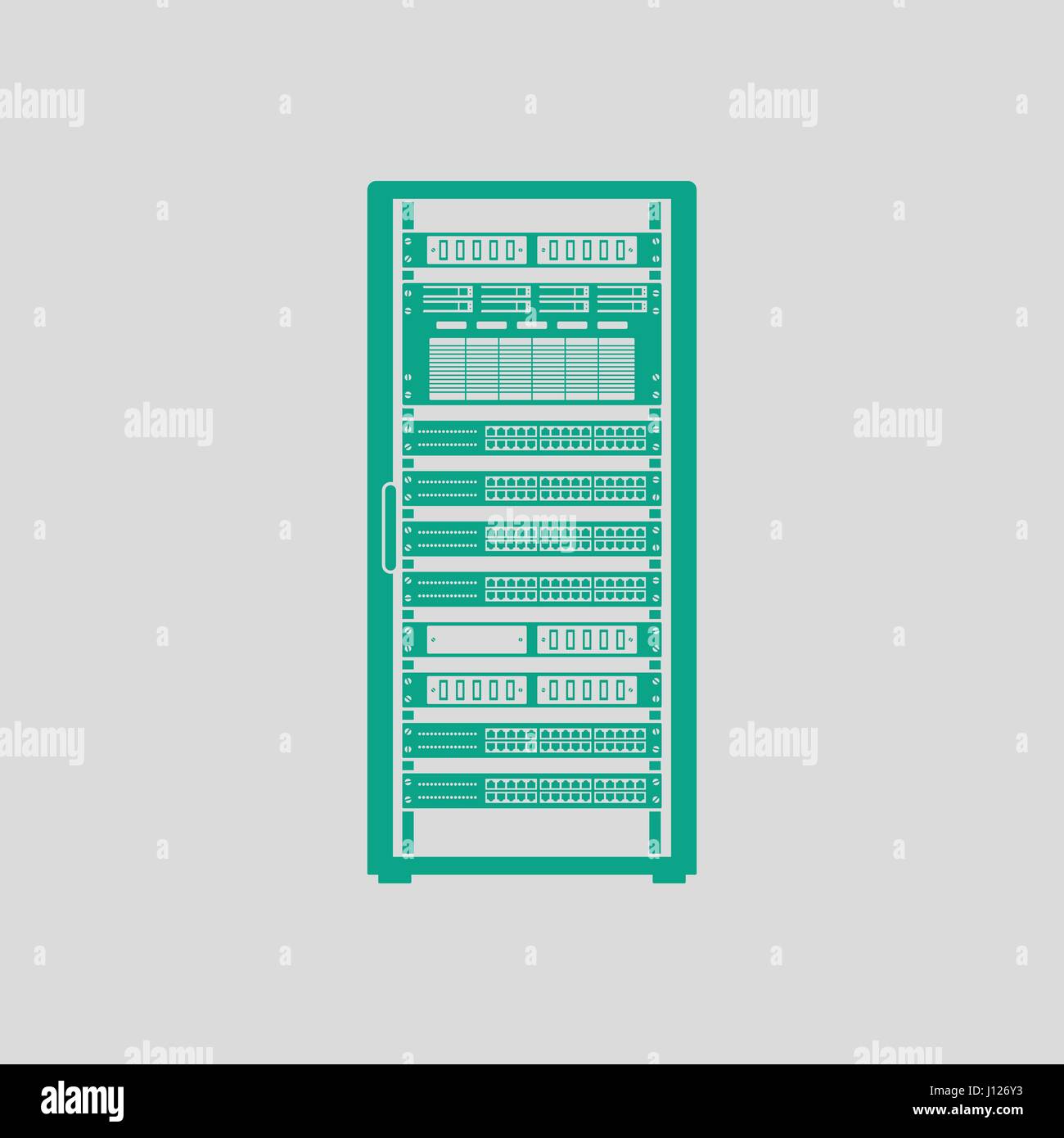 Server rack icon. Gray background with green. Vector illustration Stock ...