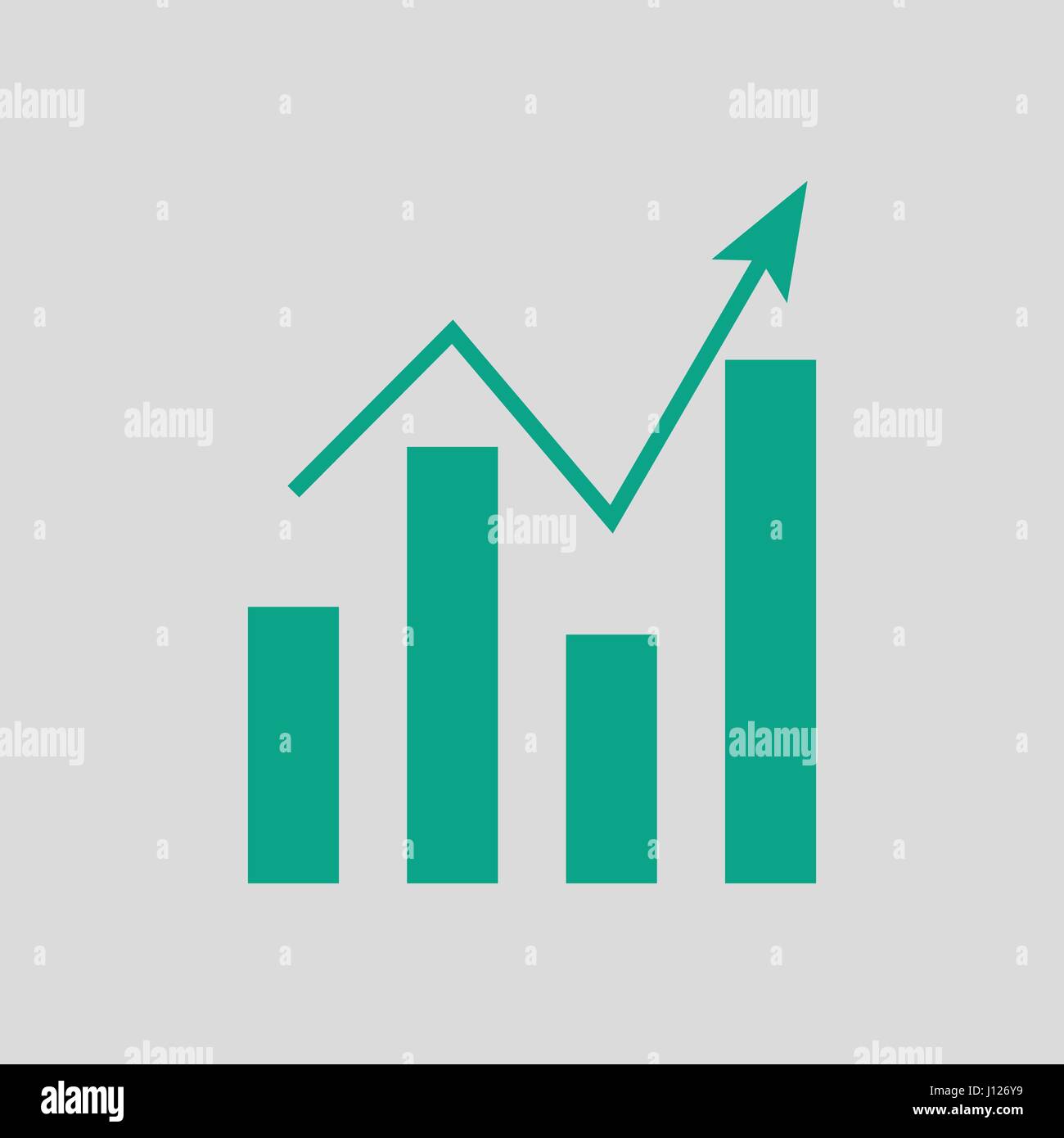 Analytics chart icon. Gray background with green. Vector illustration ...