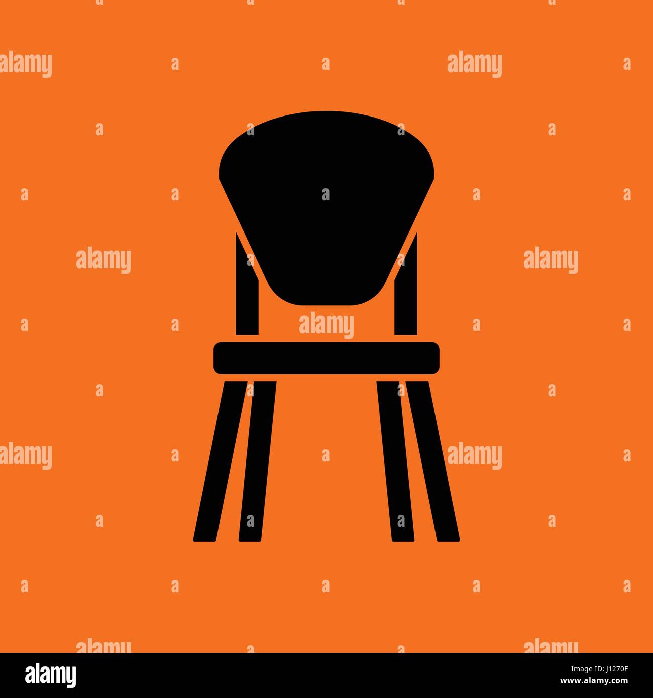 Child chair icon. Orange background with black. Vector illustration ...