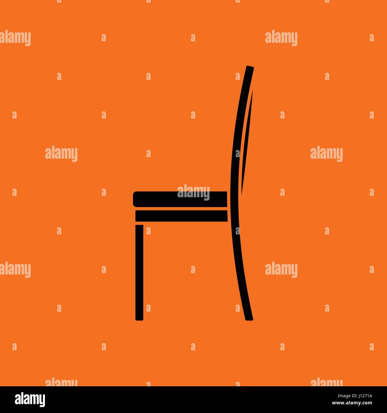 Modern chair icon. Orange background with black. Vector illustration ...