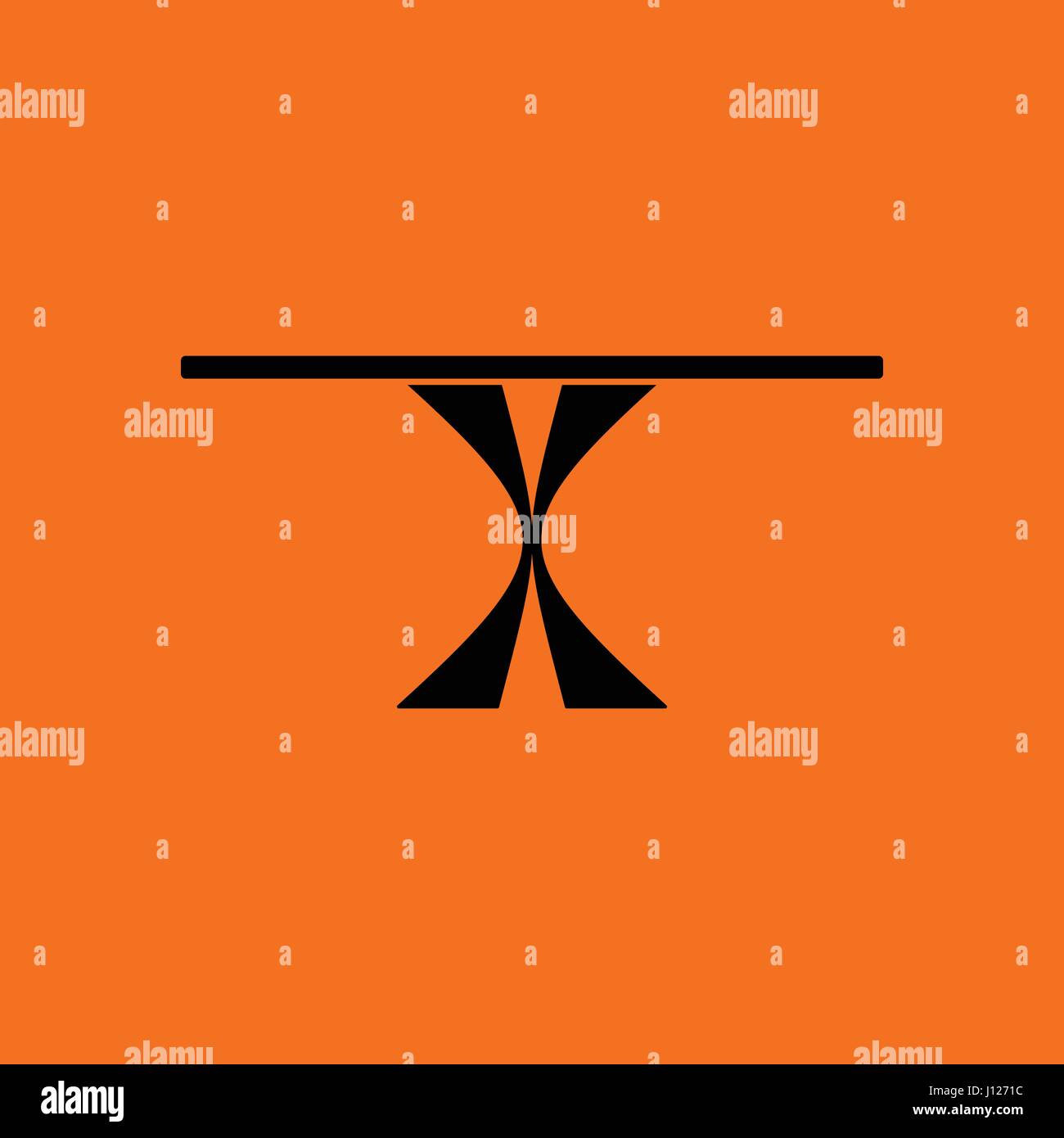 Dinner table icon. Orange background with black. Vector illustration ...