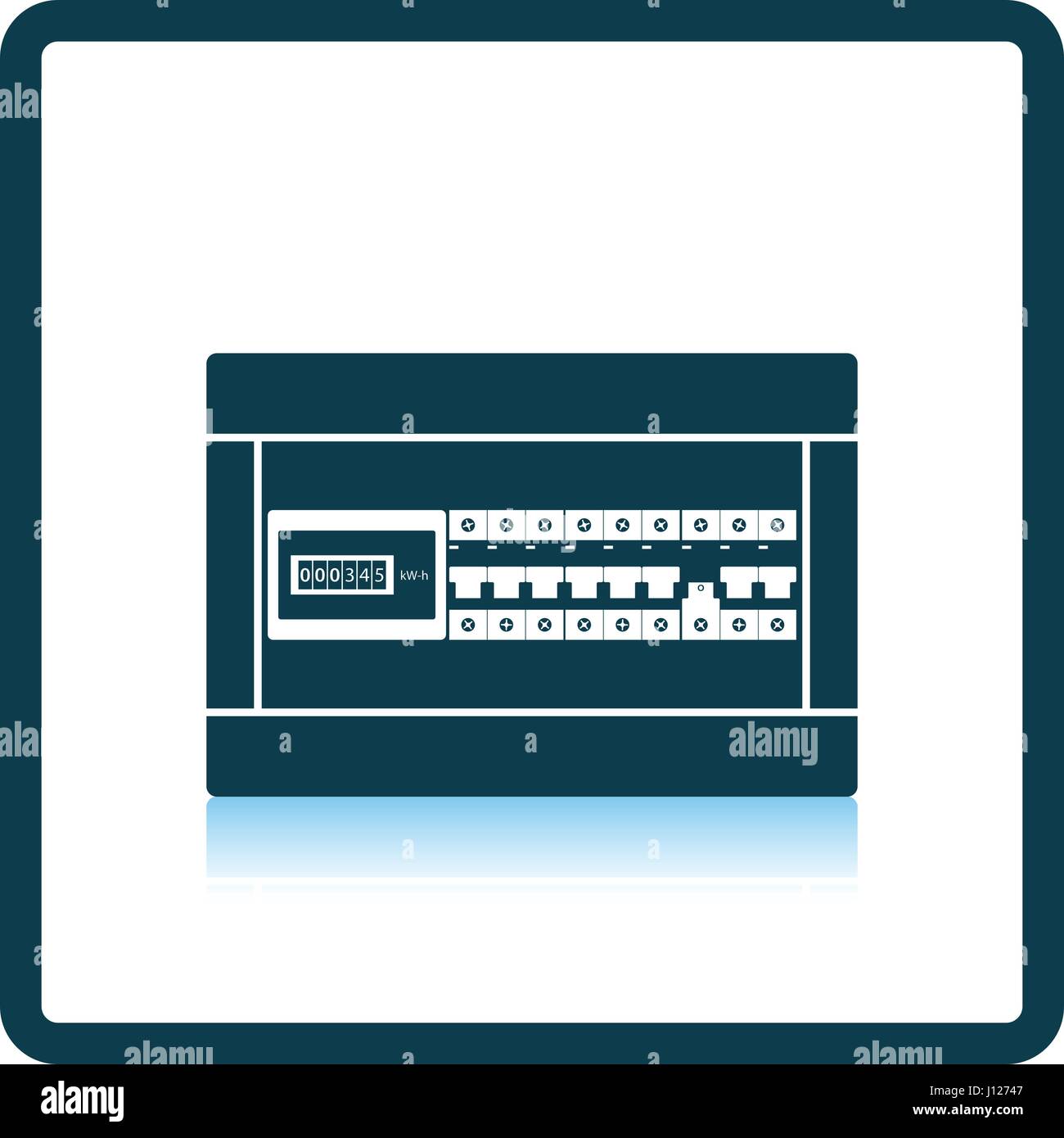 Circuit breakers box icon. Shadow reflection design. Vector ...